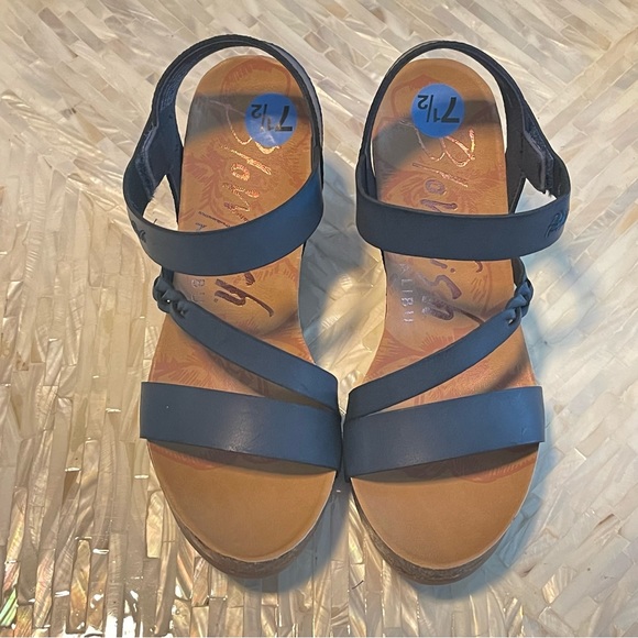 Blowfish | Shoes | New Blowfish Malibu Navy Blue Wedge Sandal | Poshmark